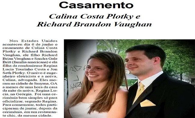 2ª Caderno - Casamento de Calina Plotky e Richard Brandon - Ciro ...